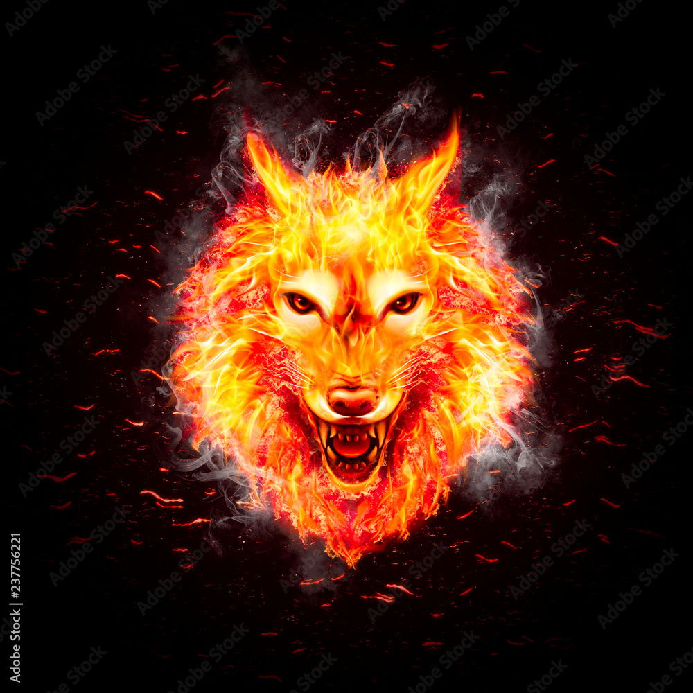 Fire Wolf Head Stock Photo | Adobe Stock