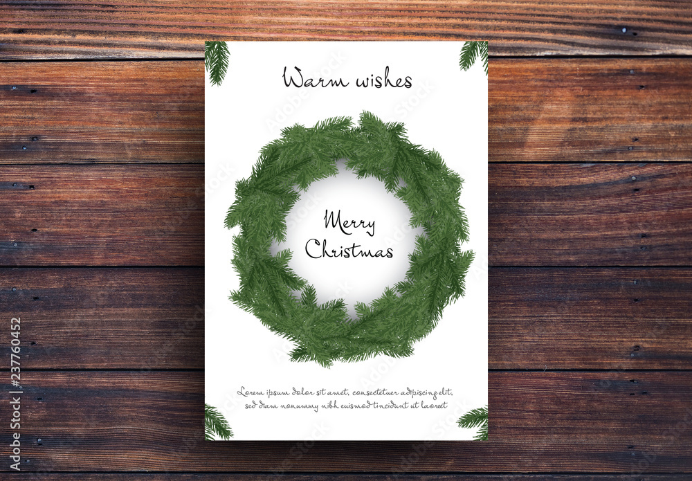 Illustrated Christmas Card Layout Stock Template | Adobe Stock