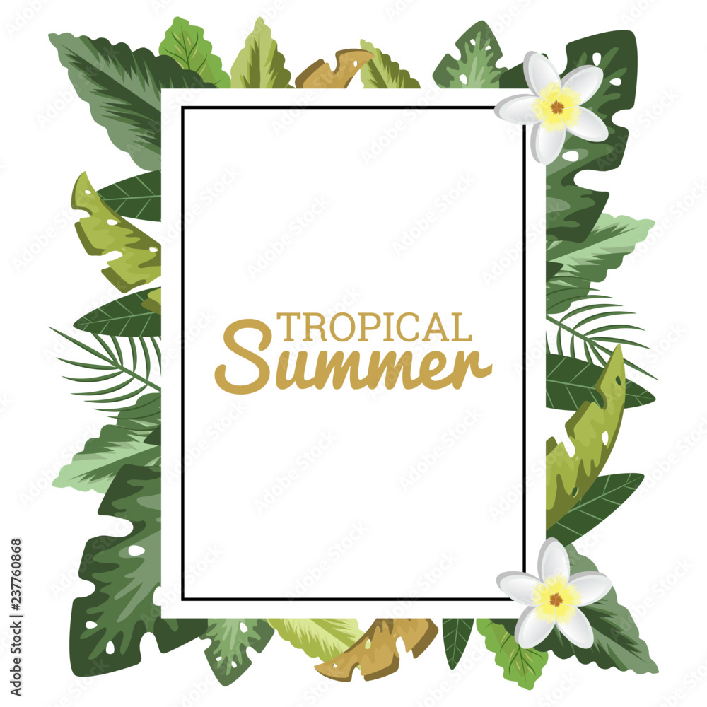 Tropical Floral Border Frame for Greeting Invitation Postcard Stock ...