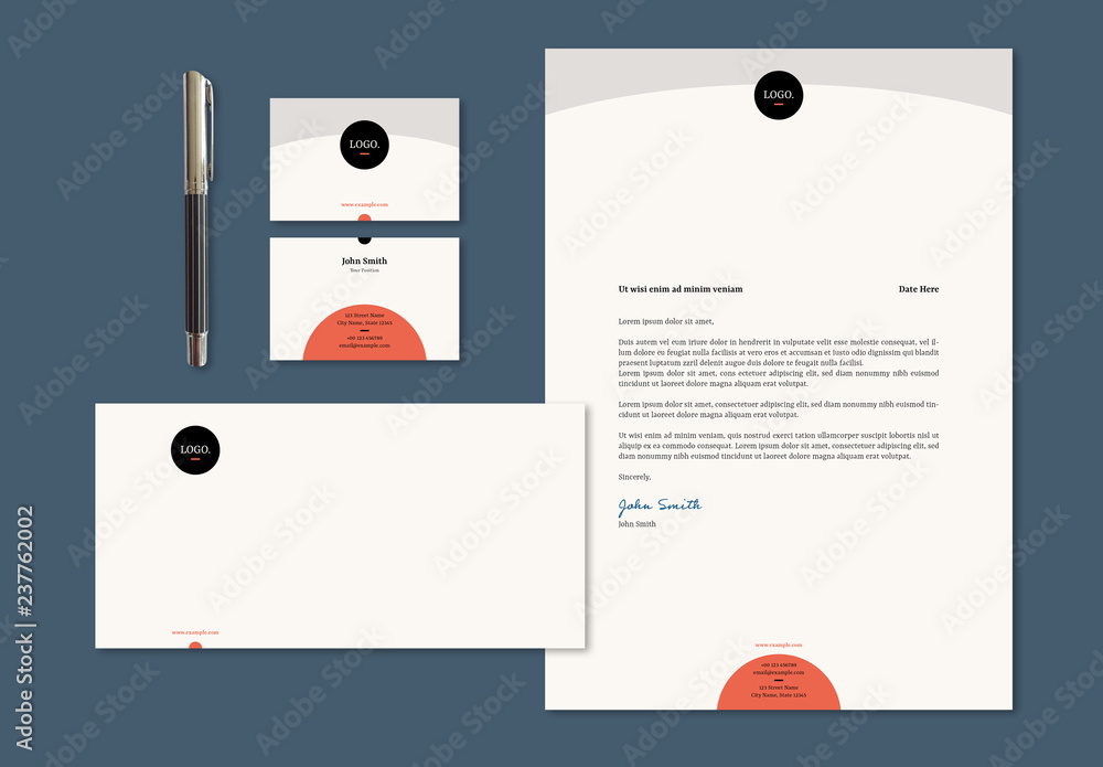 Stationery Set Layout with Circles Stock Template | Adobe Stock