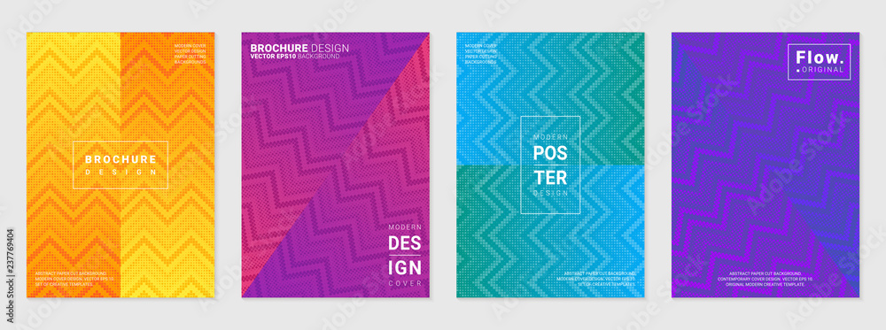 Vector set of cover design template with minimal geometric patterns ...