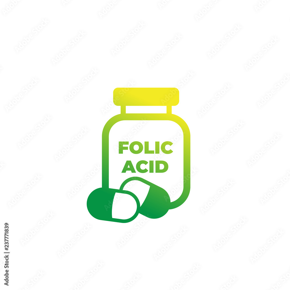 folic acid bottle icon Stock Vector | Adobe Stock