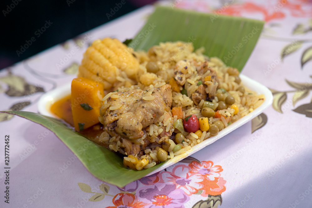 Brazilian cuisine: galinhada in street food stall Stock Photo | Adobe Stock