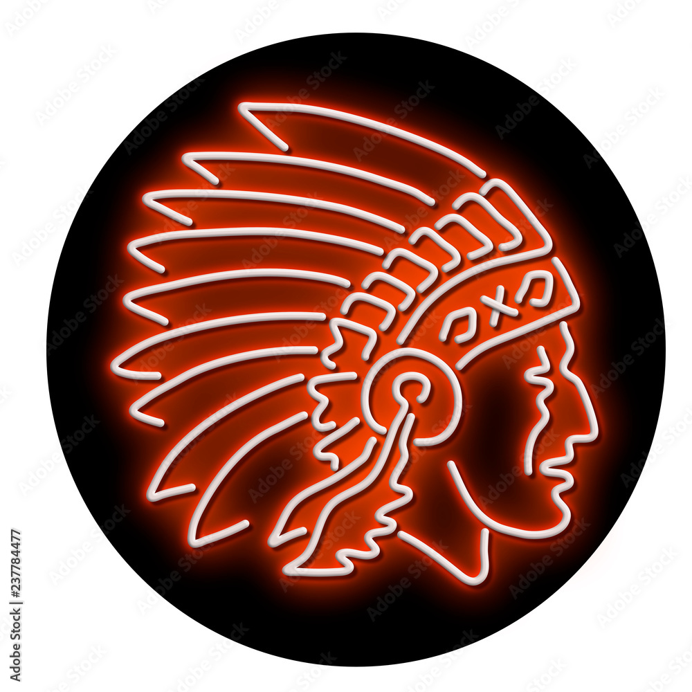 Retro style illustration showing a 1990s glowing neon sign light ...