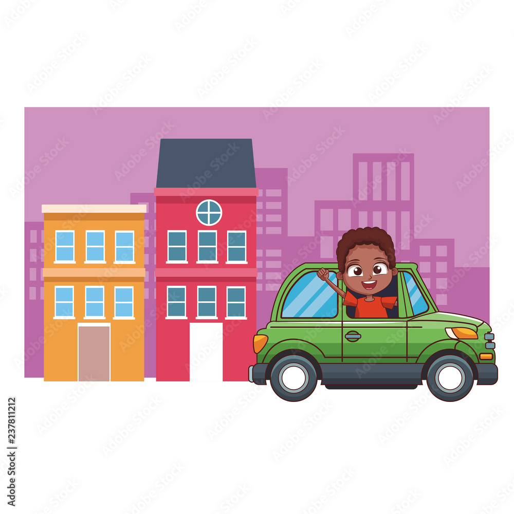 cartoon boy drivingcar Stock Vector | Adobe Stock