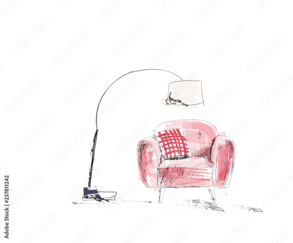 Vetor de armchair sketch. hand drawn chair. vector furniture ...