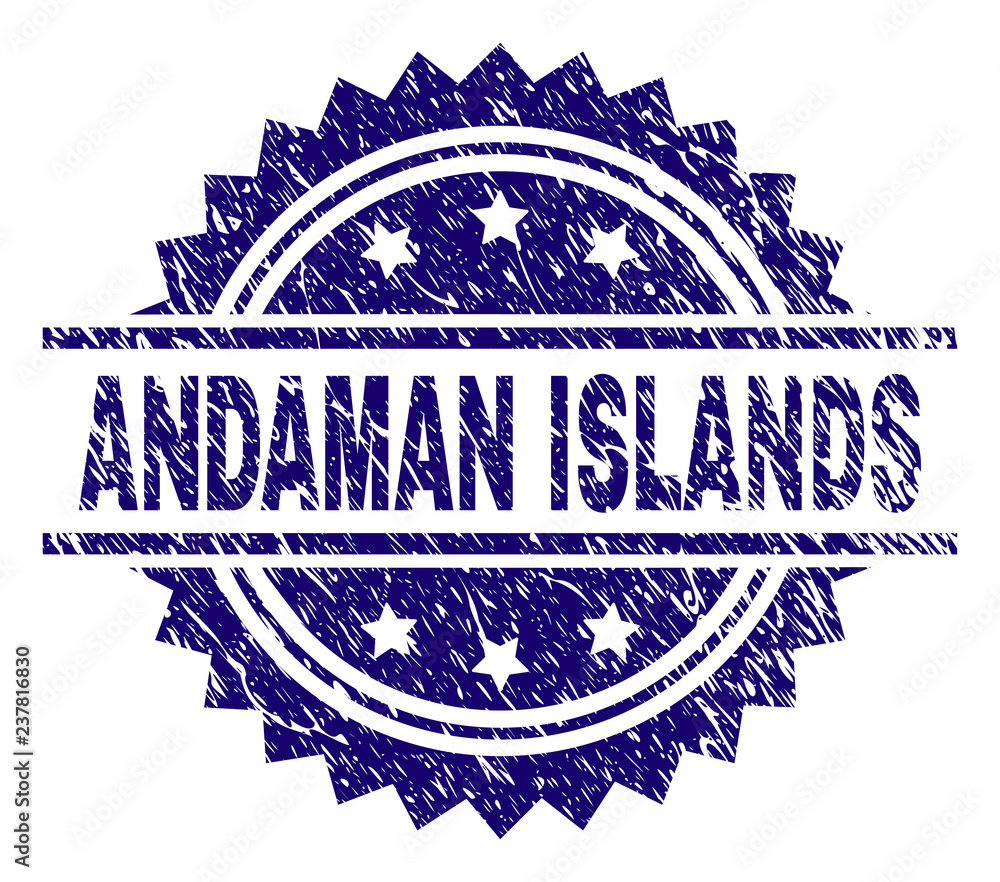ANDAMAN ISLANDS stamp seal watermark with distress style. Blue vector ...