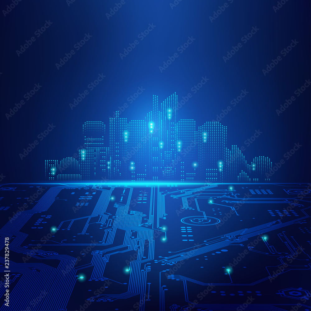 abstract futuristic background; digital building in a matrix style ...