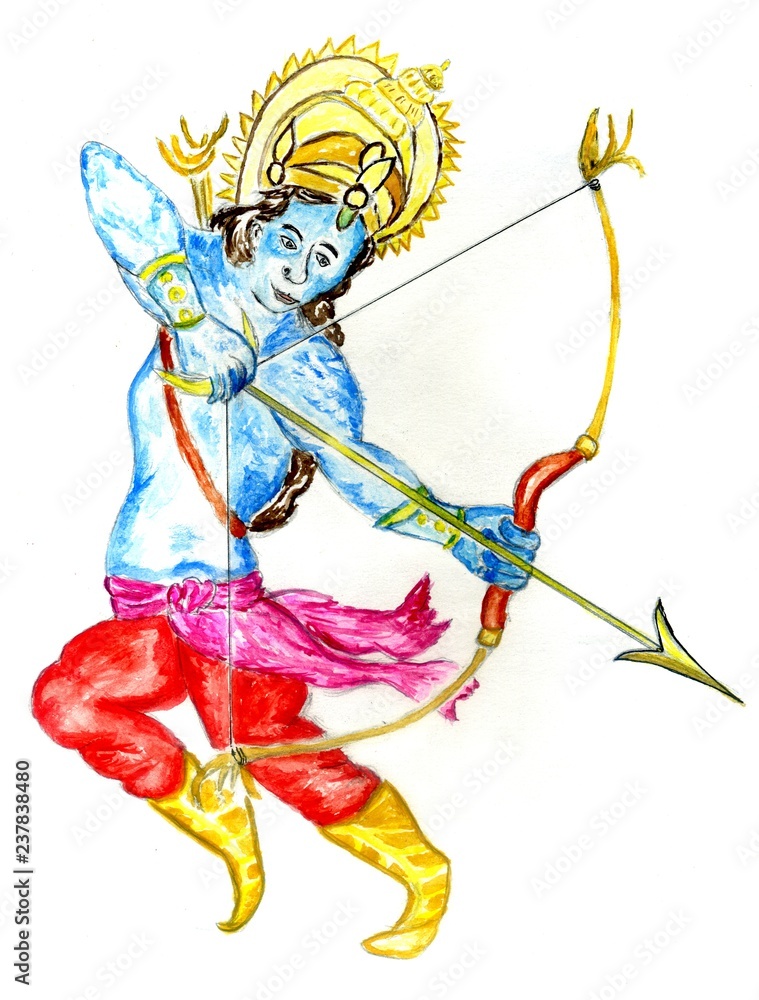 Krishna with bow Stock Illustration | Adobe Stock