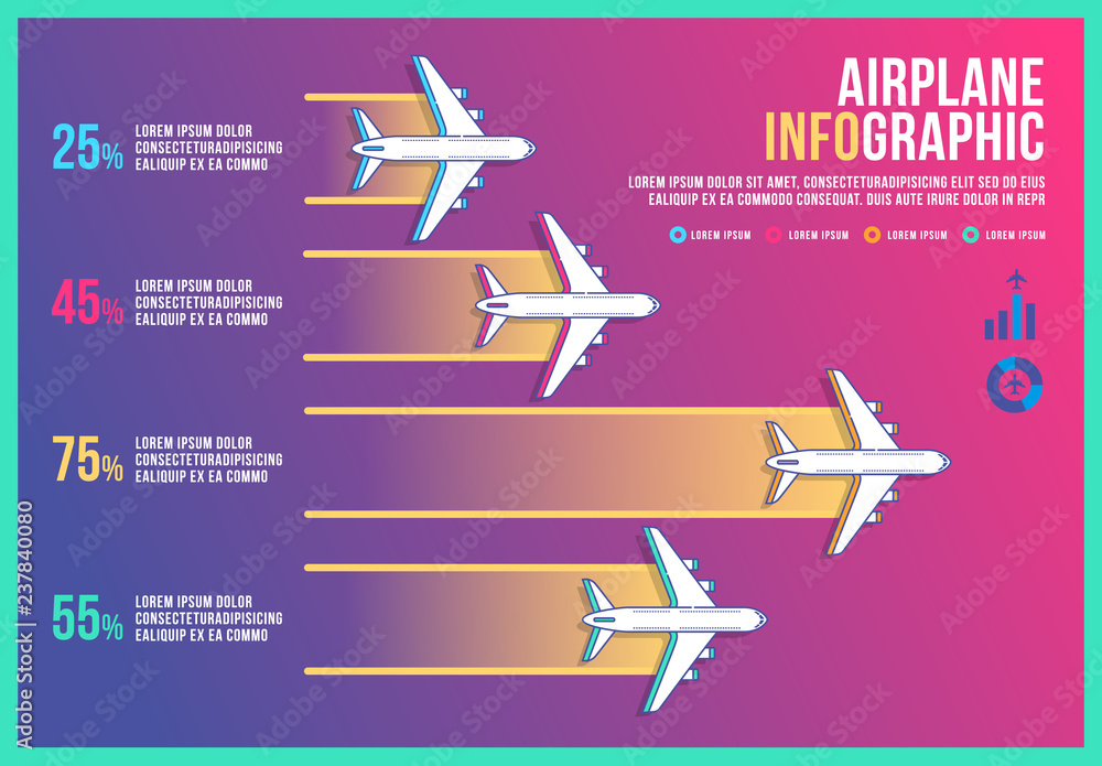 Infographic airplane design vector, graph diagram icon transport ...