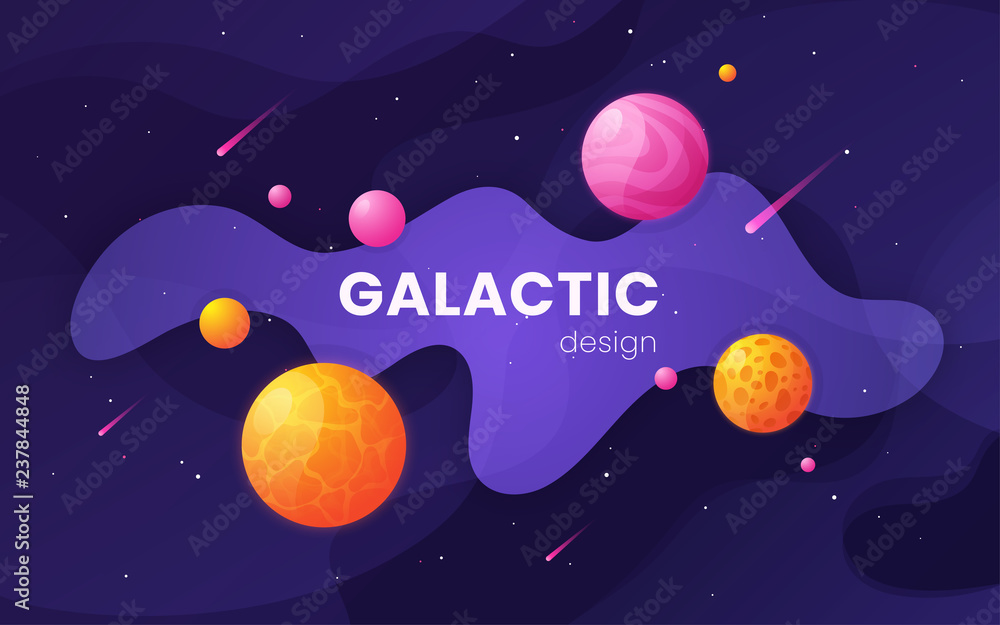 Cartoon galaxy futuristic outer space background, design, artwor Stock ...