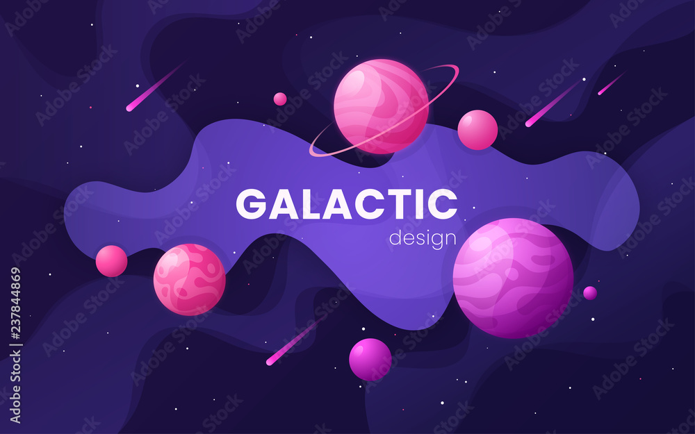 Cartoon galaxy futuristic outer space background, design, artwor Stock ...