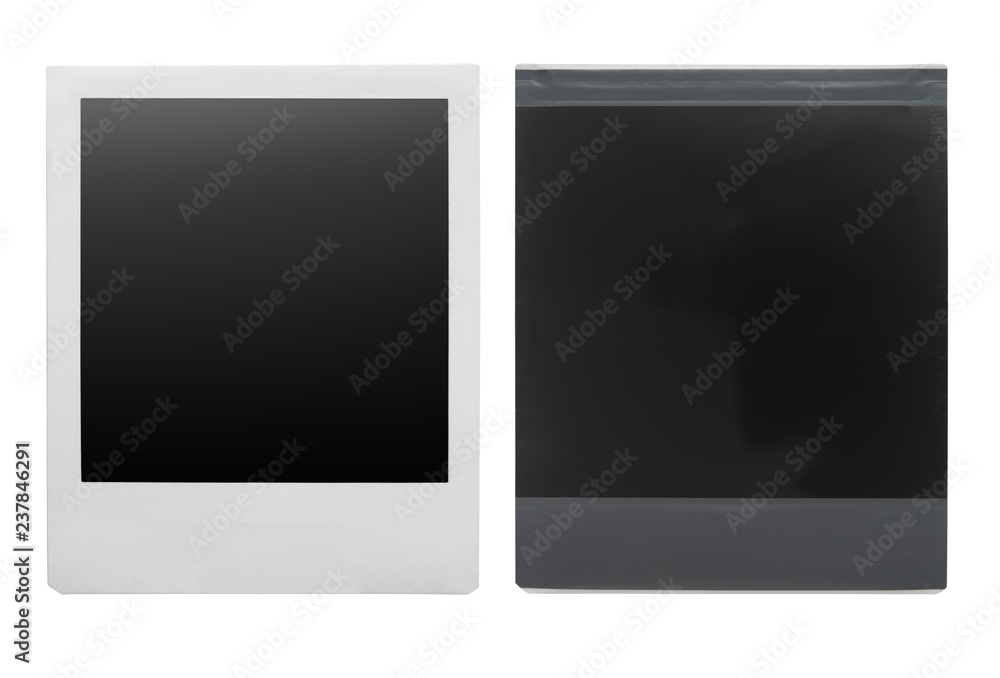 Instant photo frame front and back isolated on white background. Stock ...