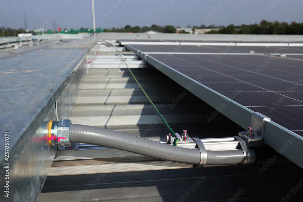 Flexible Conduit connected to Wireway Solar PV Rooftop Stock Photo ...