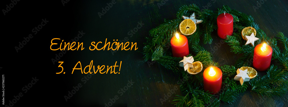 Advent, 3. Advent, Einen schönen 3. Advent, Adventskranz, Banner ...