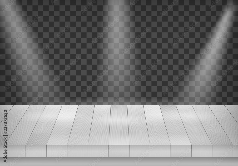 perspective wooden stage template with white wood texture, use for ...
