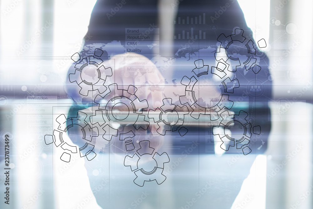 Gears wheels mechanism Design drawing. Industrial and manufacturing ...