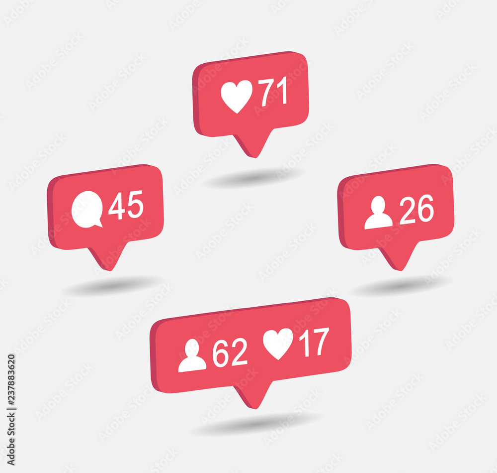 instagram notification icon vector set.instagram counter icon Stock ...