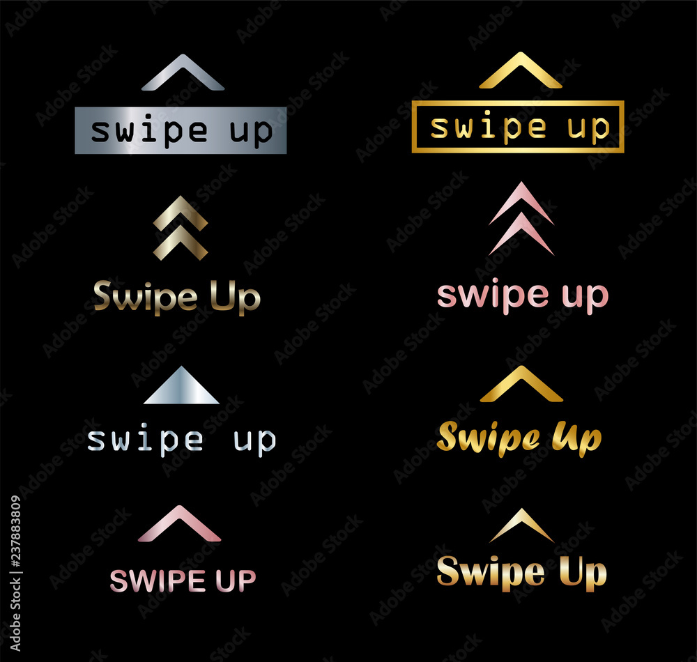 Swipe up set instagram stories vector. Instagram stories metallic icon ...