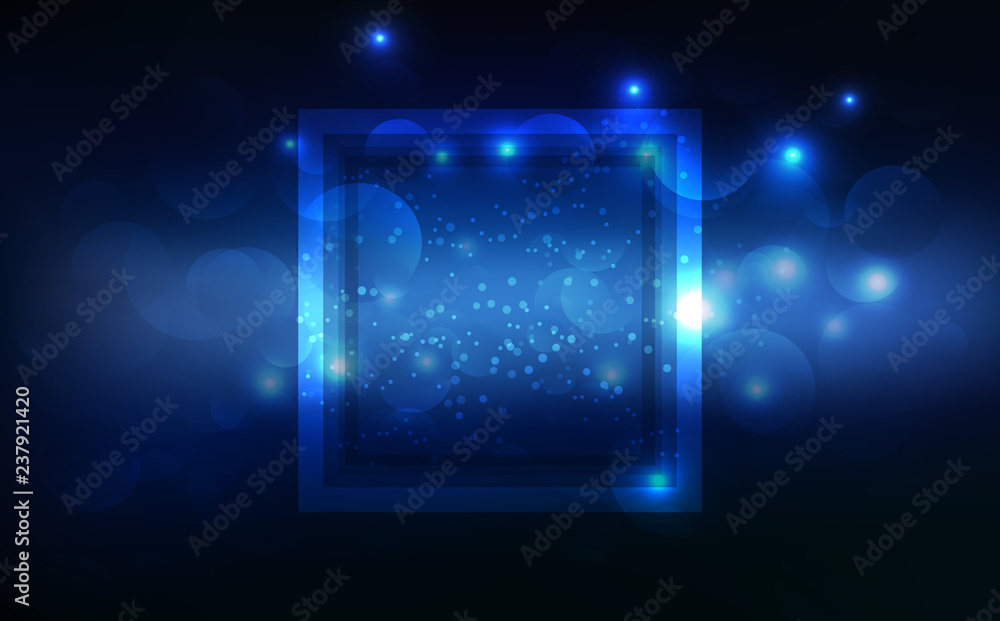 Blue light, glowing effect neon frame tag, banner decoration ...