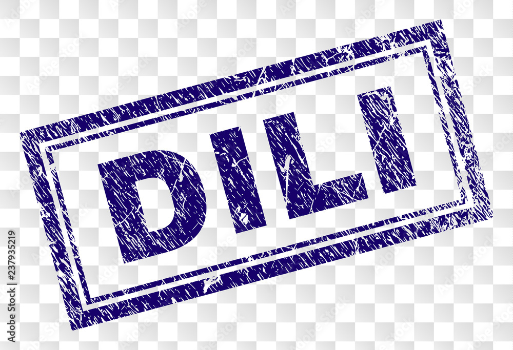 DILI stamp seal print with grunge style and double framed rectangle ...