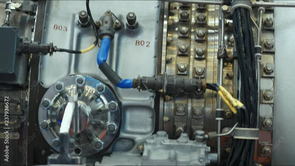 Jet engine of the aircraft, engine in disassembled condition, the ...