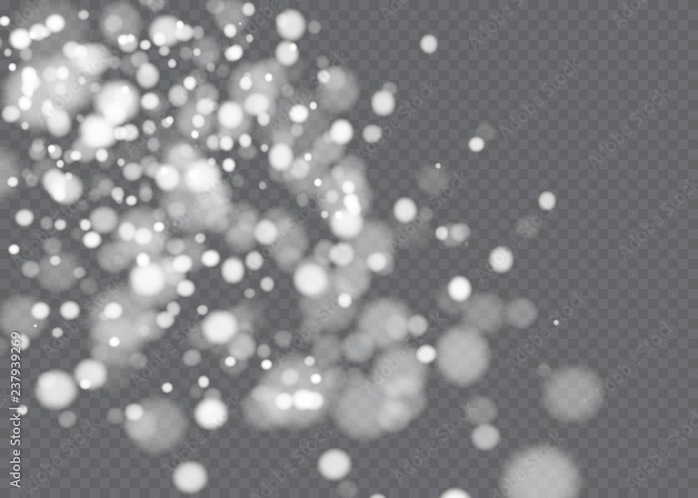 Vector falling snow effect isolated on transparent background with ...