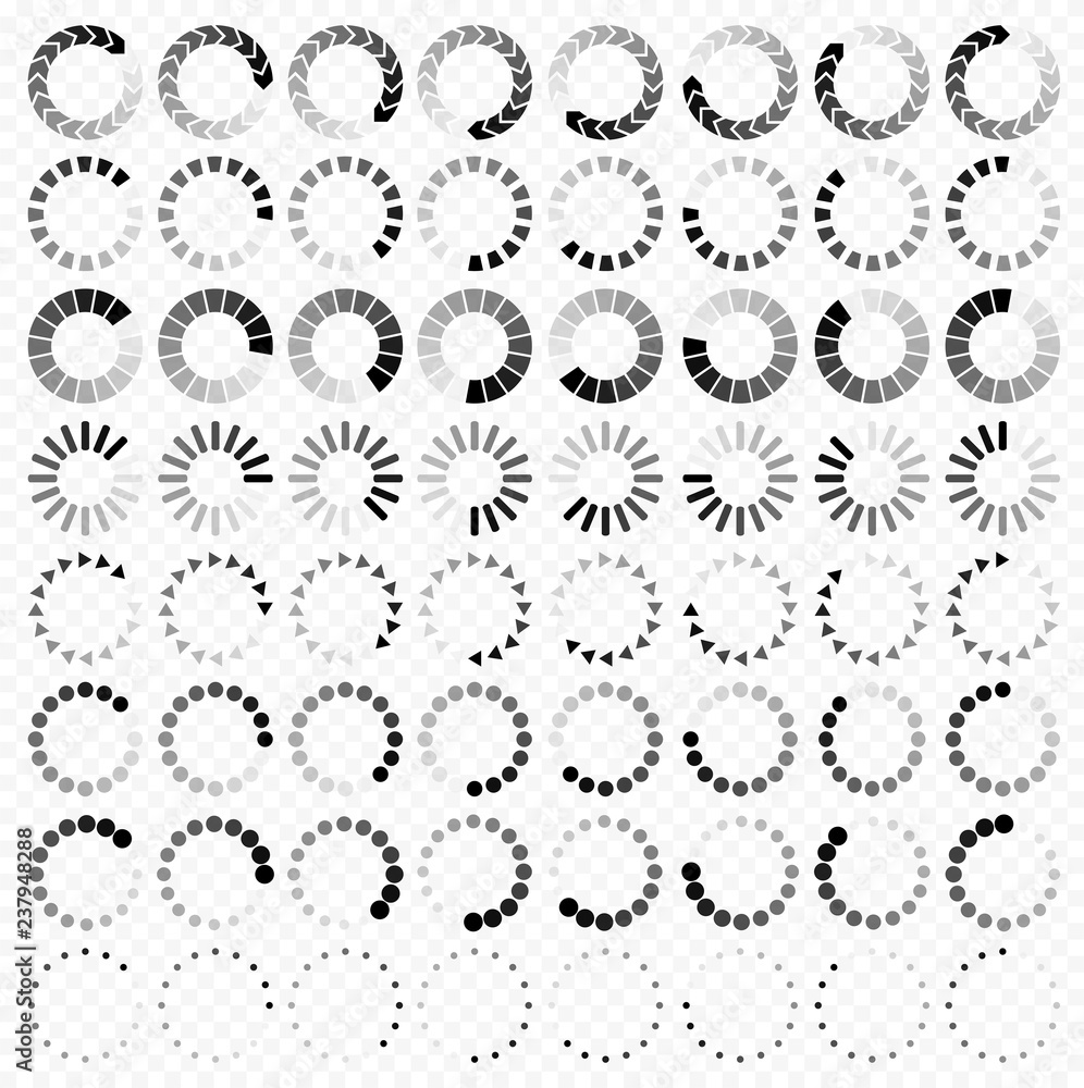 Big download signs pack isolated. Load icon. Data loading bars with ...