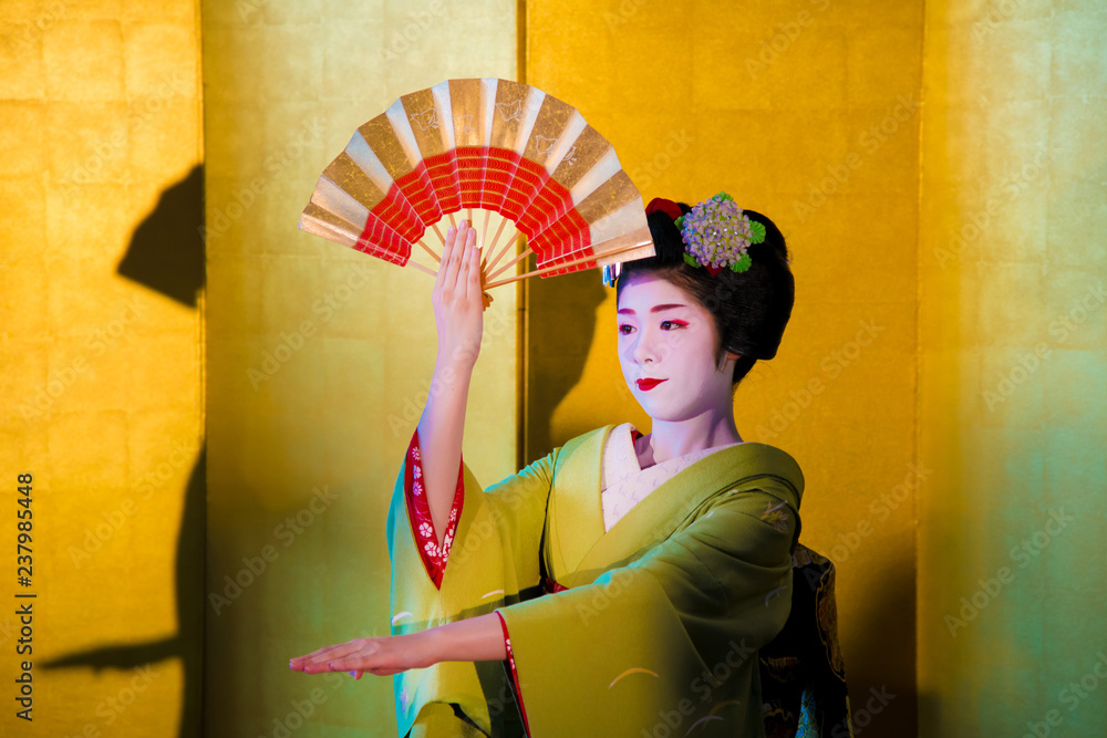 Geisha shows her performance in Japan. Japan is a country located in ...