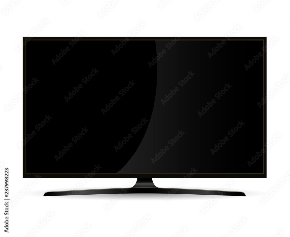 Black full hd tv set monitor with flat wide screen. Electronic led ...