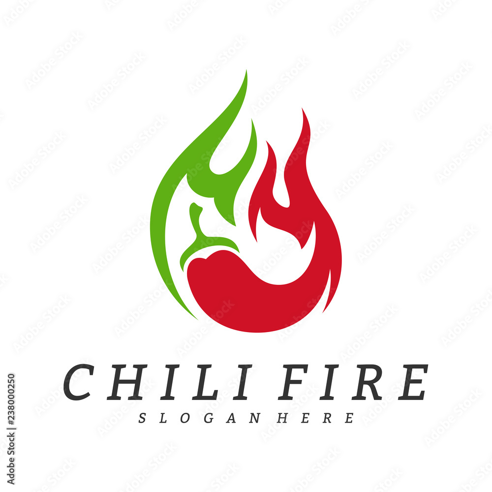 Hot Chili logo design vector. Chili with fire logo concepts. Food logo ...