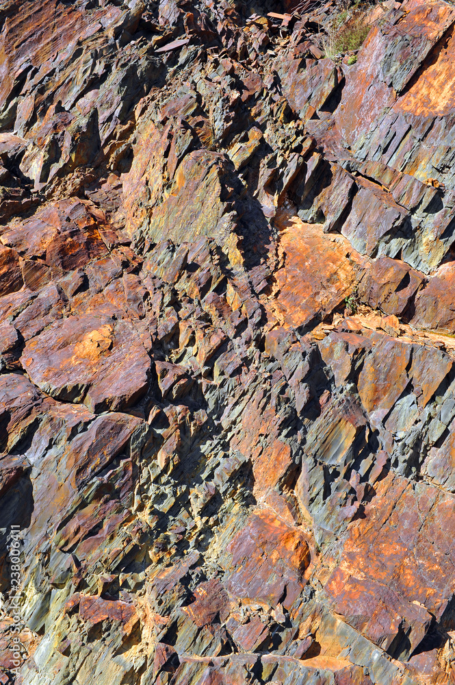 Red rocks background and texture. Geology of Las Hurdes, region of the ...