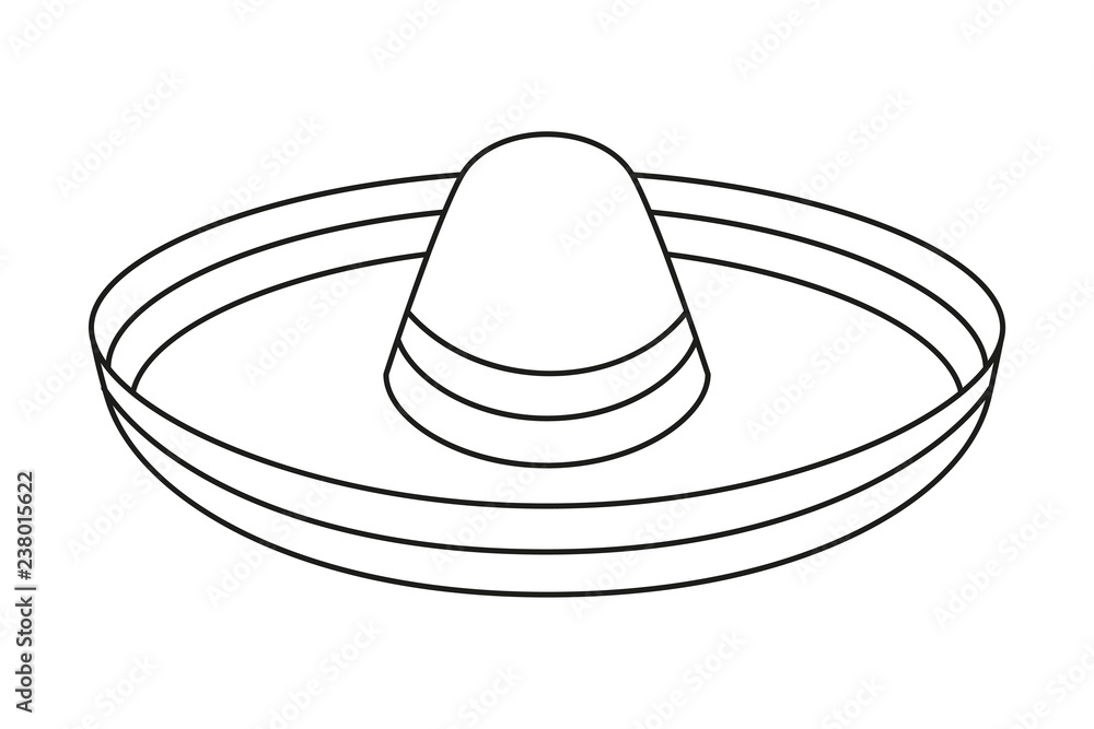 Line art black and white sombrero Stock Vector | Adobe Stock
