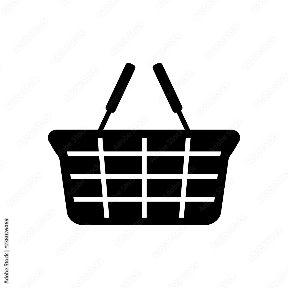 Grocery basket icon. Empty shopping basket for food and small ...