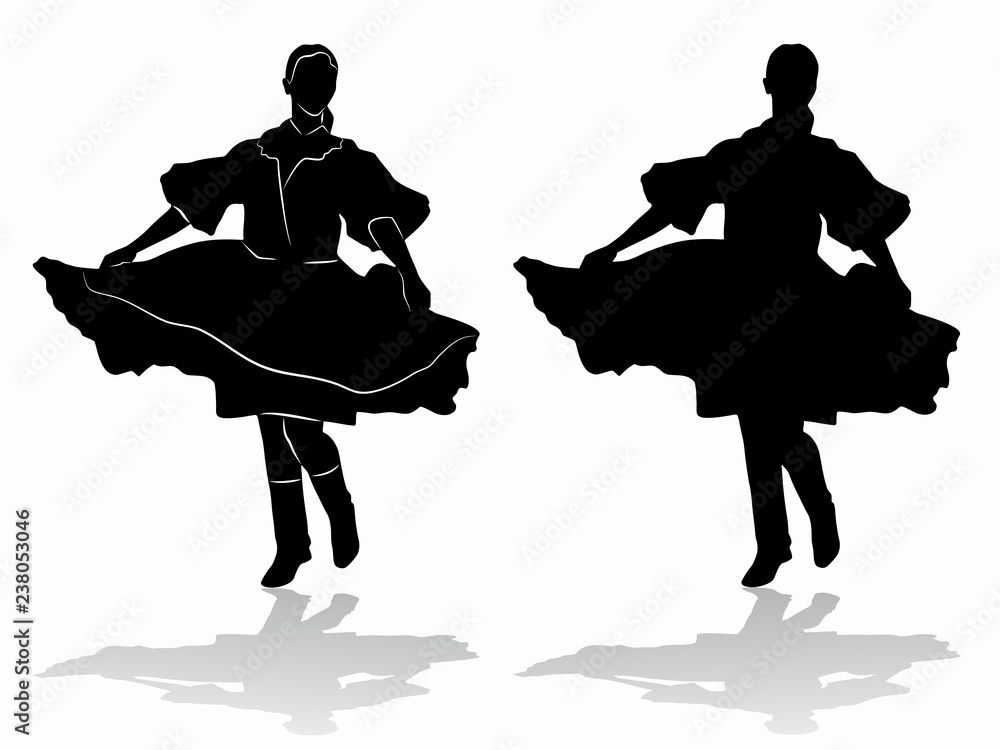 silhouette of woman folklore dancer, vector draw Stock Vector | Adobe Stock