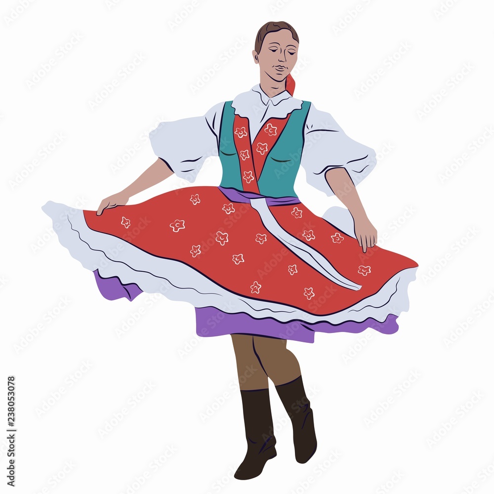 illustration of woman folklore dancer, vector draw Stock Vector | Adobe ...
