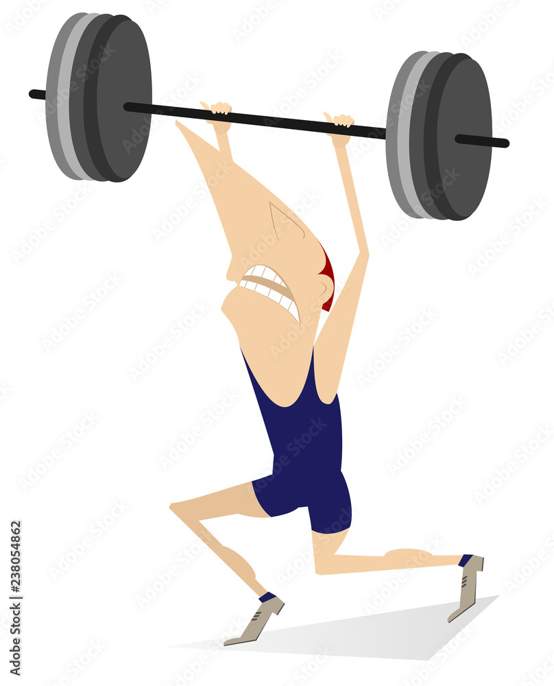 Strong Man Cartoon Lifting Weights