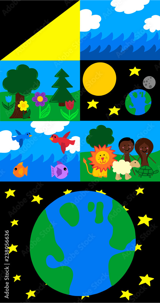 Story Boards that Tell the Story of the Biblical View of Creation Stock ...