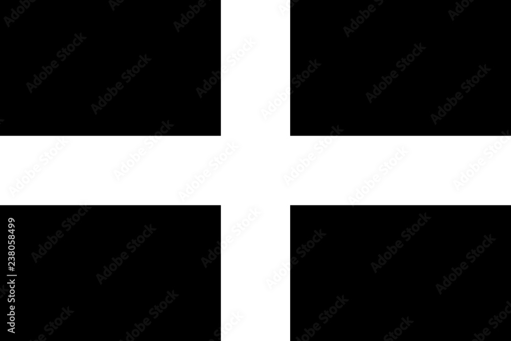 Flag of Cornwall, cornish flag, Saint Piran's flag Standard proportion ...