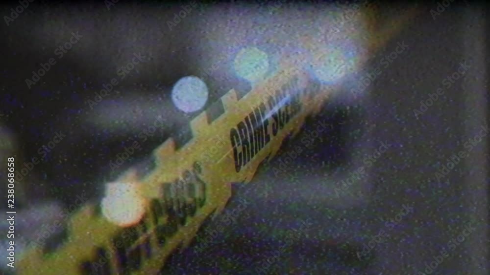 Vidéo Stock Police scene do not cross sign on the window of a store ...