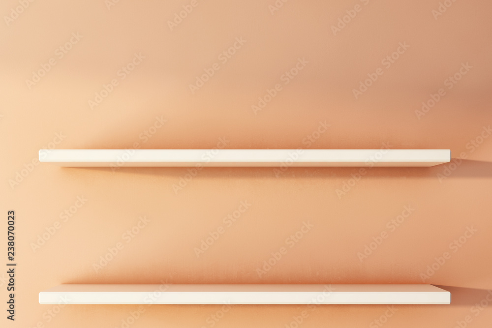 Modern Realistic shelf for interior gallery and shop on the wall with ...
