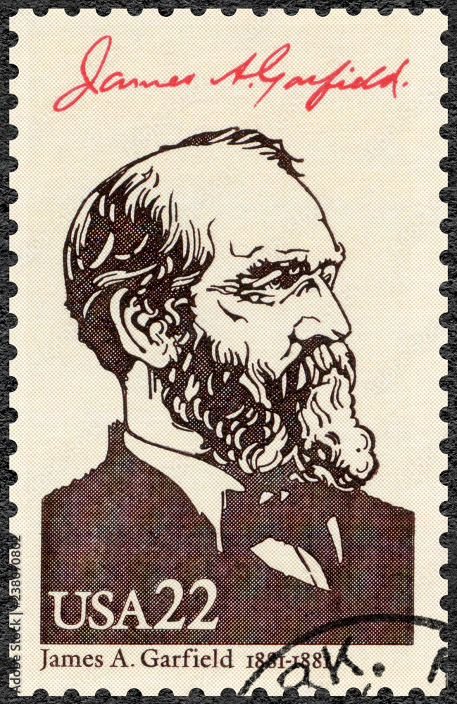 USA - CIRCA 1986: shows Portrait of James Abram Garfield (1831-1881 ...