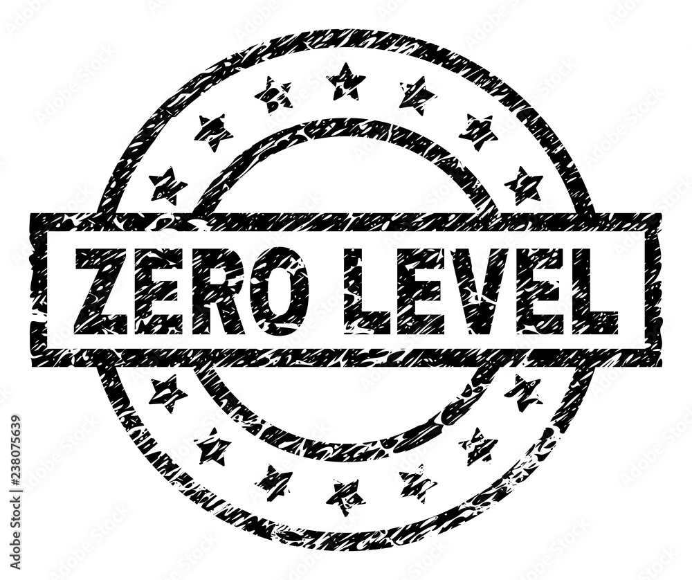 ZERO LEVEL stamp seal watermark with distress style. Designed with ...