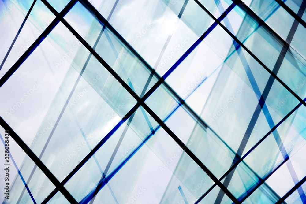 Structural glass ceiling / roof / wall. Double exposure photo of ...