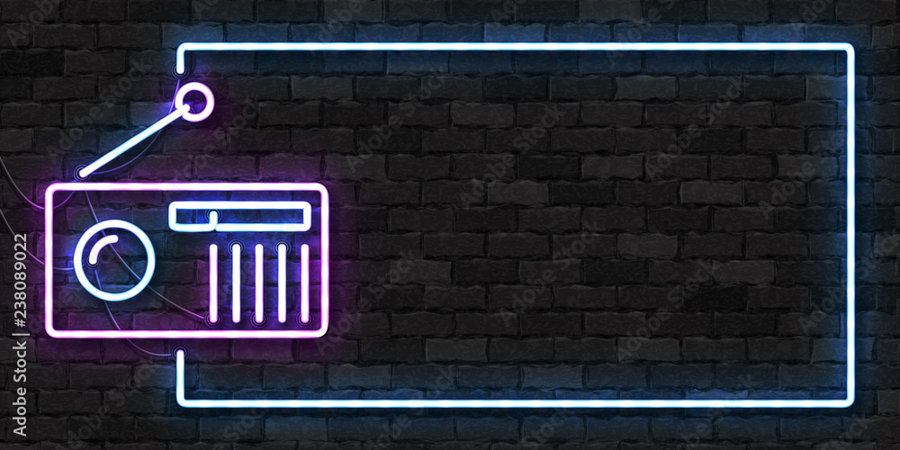 Vector realistic isolated neon sign of Radio frame logo for decoration ...