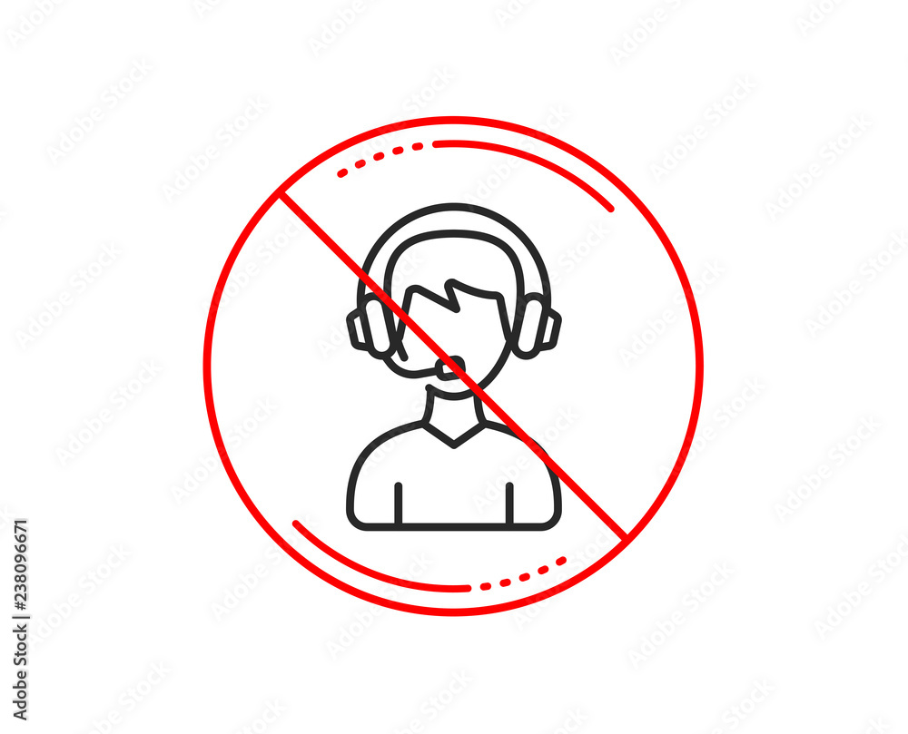 No or stop sign. Consultant service line icon. Call center sign ...