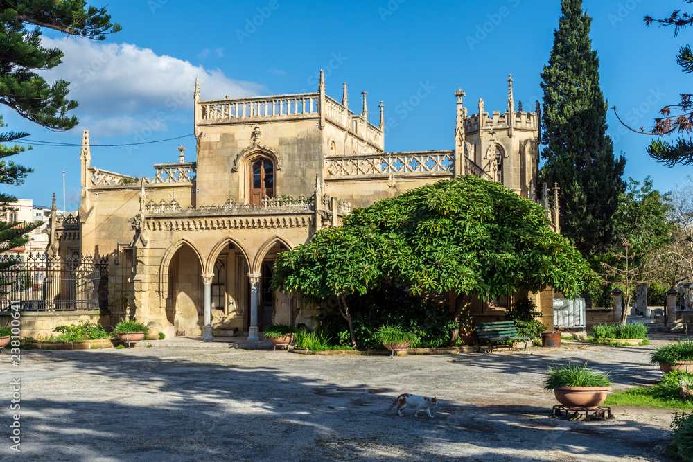 Building at the entrance of Addolorata cemetery, Paola, Malta Stock ...