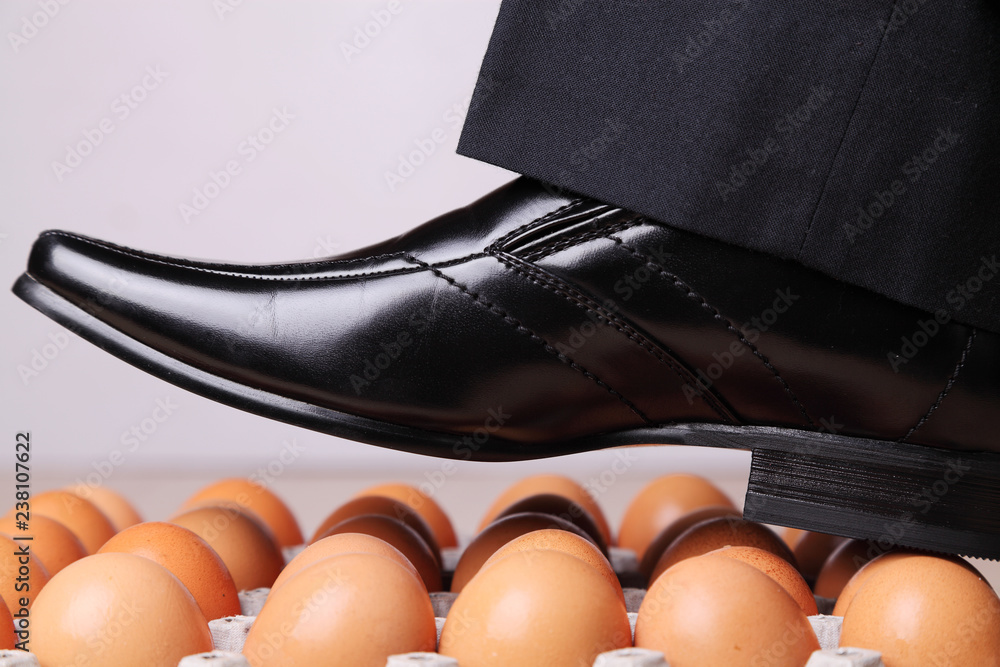 Foto de Man walking on eggs. An expression which means you are in a ...