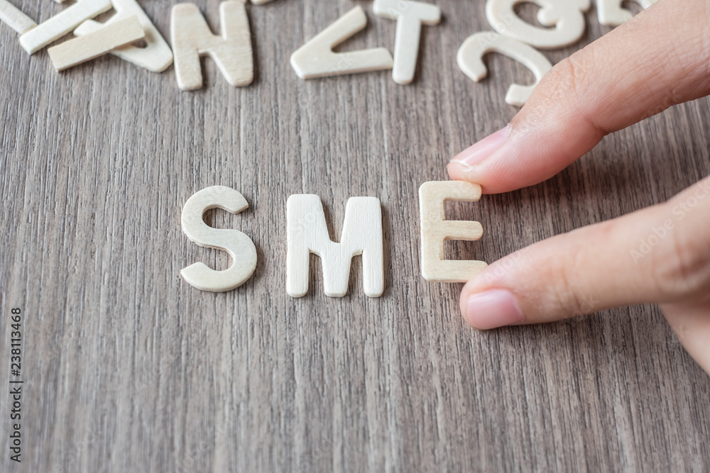 SME word of wooden alphabet letters. Business and Idea concept Stock ...