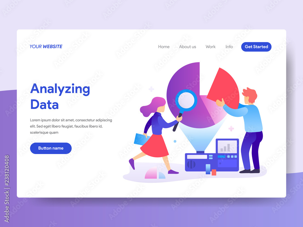 Landing page template of Data Scientist Concept. Modern flat design ...